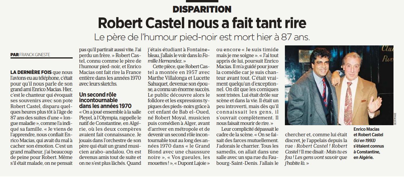 Hommage à Robert Castel - ENRICO MACIAS L'Oriental